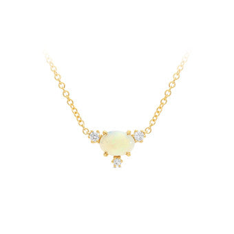 Gold Opal and Diamond Necklace | Springfield Jewellers