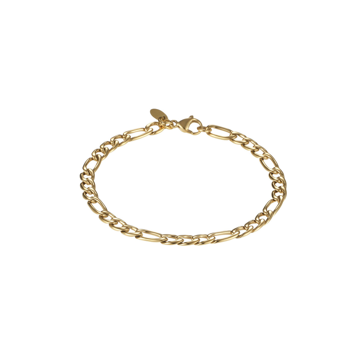 Stainless steel gold plated figaro bracelet | Springfield Jewellers